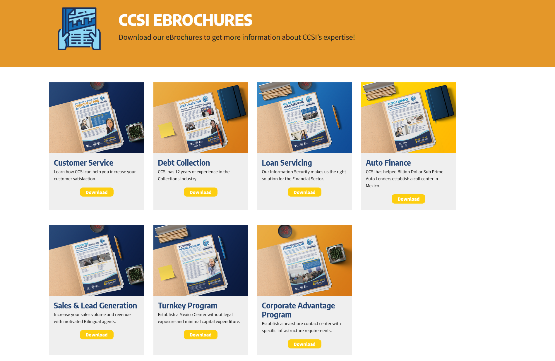 Download CCSI eBrochures - Call Center Services International